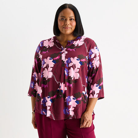 Click here for Liz Claiborne Plus Womens Split Crew Neck 3/4 Slee... prices