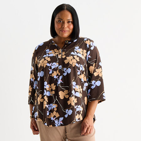 Click here for Liz Claiborne Plus Womens Split Crew Neck 3/4 Slee... prices