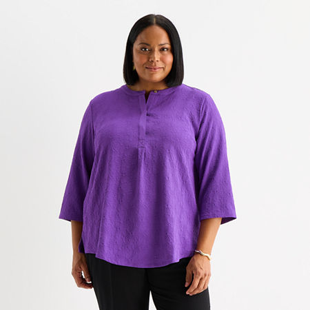 Click here for Liz Claiborne Plus Womens Split Crew Neck 3/4 Slee... prices