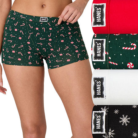 Click here for Hanes Womens 4-Piece Boxer Brief Underwear Assorte... prices