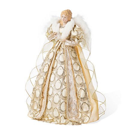 Glitzhome 18.5 Faux Fur Christmas Angel Tree Topper - Multi