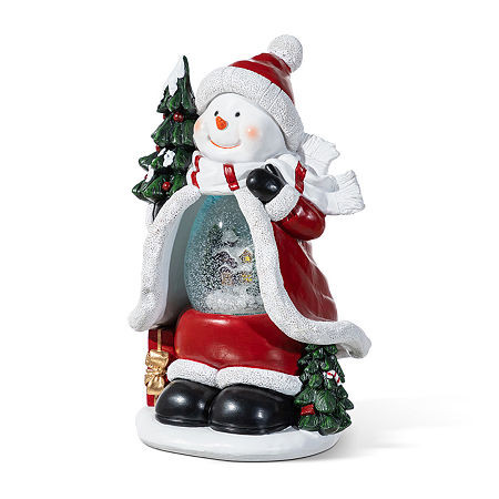 Glitzhome 100mm Lighted Resin Christmas Snowflakes Snowman Water Globe - Multi