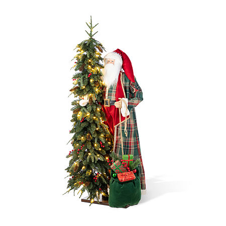 Glitzhome 4 Oversized Christmas Woodland Santa - Multi