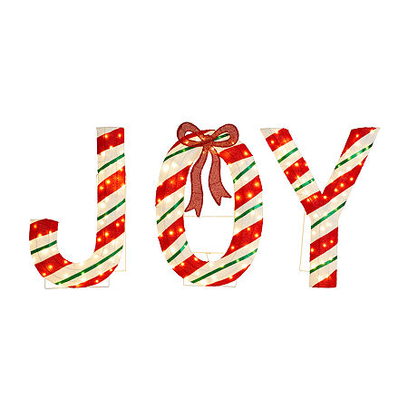 Glitzhome Lighted Fabric Christmas 2.5D Peppermint Joy Lighting Decor  Set of 3 - Multi