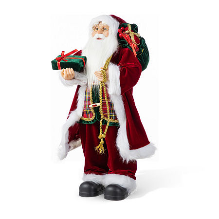 Glitzhome 24 Faux Fur Christmas Traditional Santa Figurine - Multi