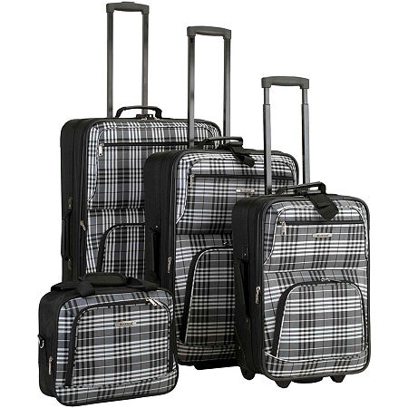 Rockland 4-Pc. Softside Luggage Set - Black Plaid