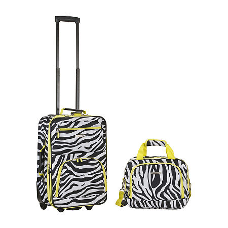 Rockland 2-Pc. Pattern Softside Luggage Set - Zebra with Yellow Trim