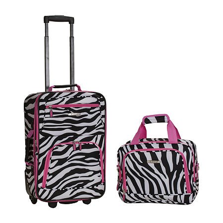 Rockland 2-Pc. Pattern Softside Luggage Set - Zebra with Pink Trim