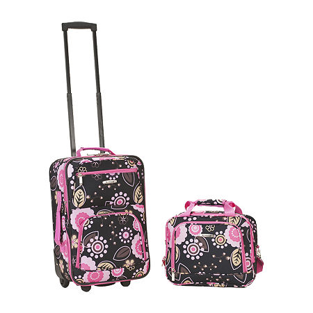 Rockland 2-Pc. Pattern Softside Luggage Set - Black  Pink Floral