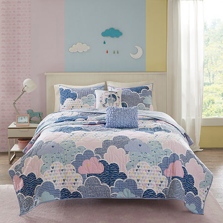 Intelligent Design Cloud 4-Pc. Quilt Set  Twin/Twin Xl - Blue