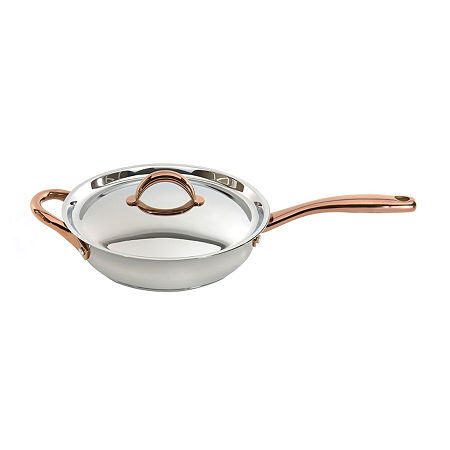 Ouro 9.5 Deep Skillet with Lid and 2 Side Handles - Silver