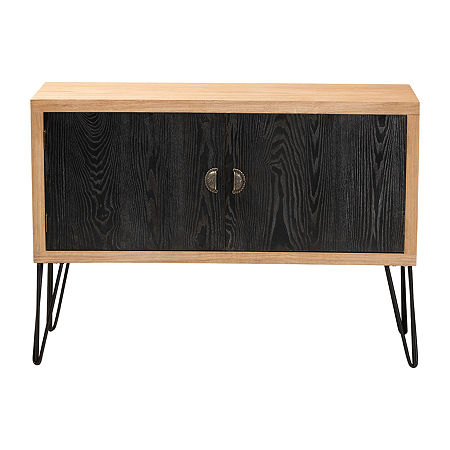 Baxton Studio Denali Modern and Contemporary 41.7 Two-Tone and Finished Wood and Metal Storage Cabinet - Black  Walnut
