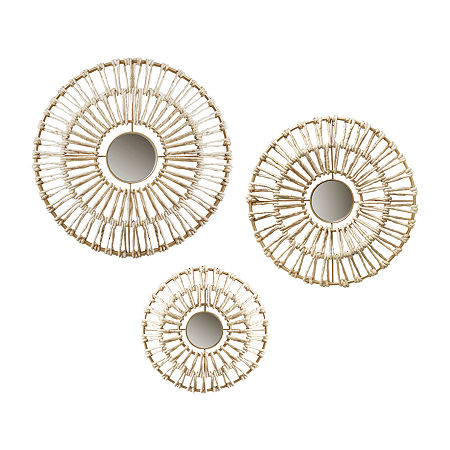Madison Park Ella Corn Leaves Wrapped Metal Wall Art  3 Piece Set - Neutral