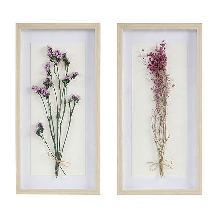 Madison Park Avant Garden 2 Piece Floral Natural Shadowbox Set  12 x 24 - Multi