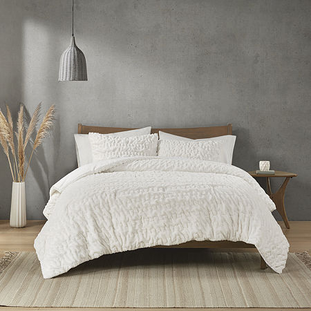 Madison Park Blair Ruched 3-Pc. Faux Fur Comforter Set  King/California King - Ivory