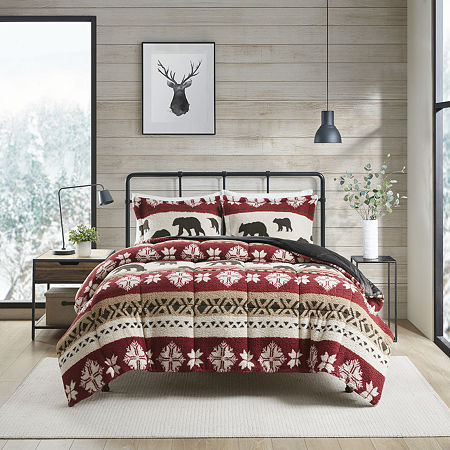 Woolrich Tunbridge Sherpa 3-Pc. Comforter Set  King/California King - Red  Black