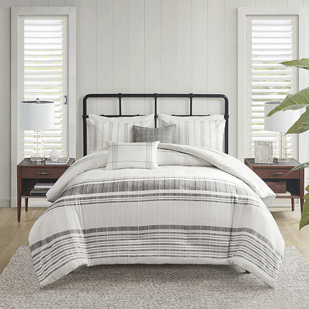 Harbor House Morgan Jacquard Cotton 5-Pc. Duvet Cover Set  King - White  Gray