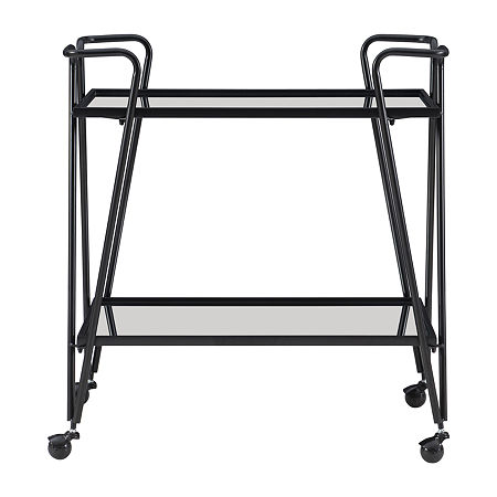 Click here for Hera Glass-Top Bar Cart  One Size  Black prices