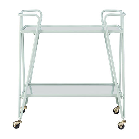 Click here for Hera Glass-Top Bar Cart  One Size  Green prices