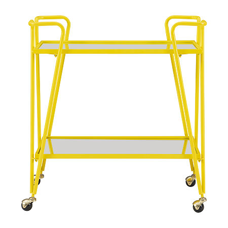 Click here for Hera Glass-Top Bar Cart  One Size  Yellow prices