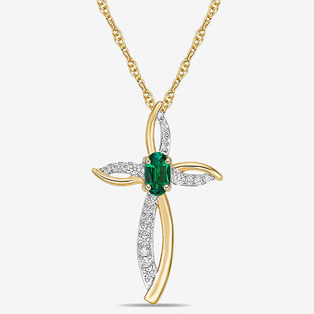 Click here for Womens 1/10 CT. T.W. Lab Created Green Emerald 10K... prices