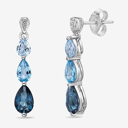 Click here for Womens Genuine Blue Topaz Sterling Silver Pear Dro... prices
