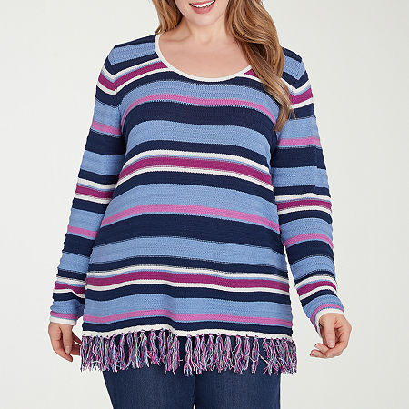 Click here for Hearts Of Palm Plus Womens Long Sleeve Striped Pul... prices