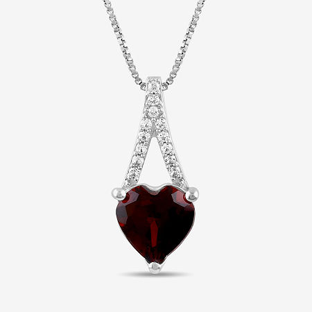 Click here for Womens Genuine Red Garnet Sterling Silver Heart 18... prices