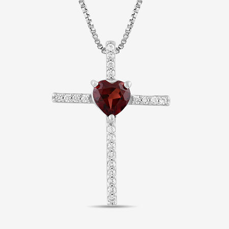 Click here for Womens Genuine Red Garnet Sterling Silver Cross He... prices