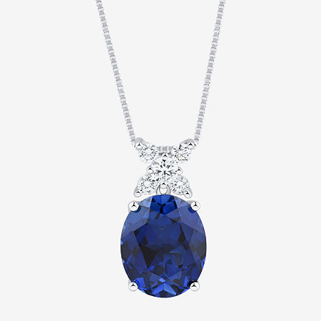 Click here for Womens Lab Created Blue Sapphire Sterling Silver O... prices