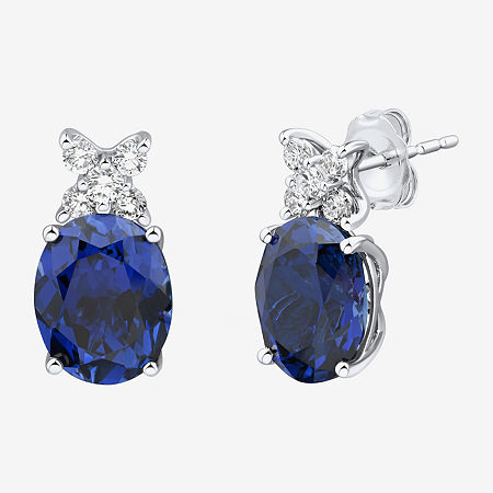 Click here for Lab Created Blue Sapphire Sterling Silver 14.9mm O... prices
