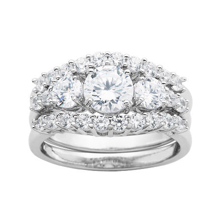 Click here for DiamonArt Cubic Zirconia Sterling Silver 3-Stone B... prices