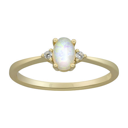 Click here for Silver Treasures Womens White Opal 14K Gold Over S... prices