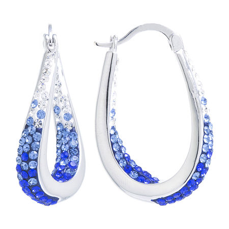 Click here for Sparkle Allure Womens Blue Crystal 32mm Hoop Earri... prices