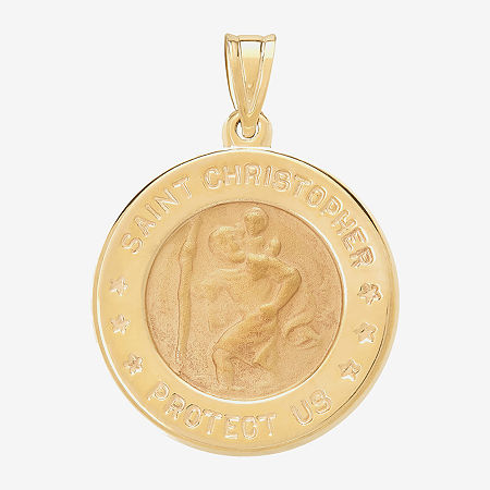 Click here for Saint Christopher Unisex Adult 14K Gold Round Pend... prices