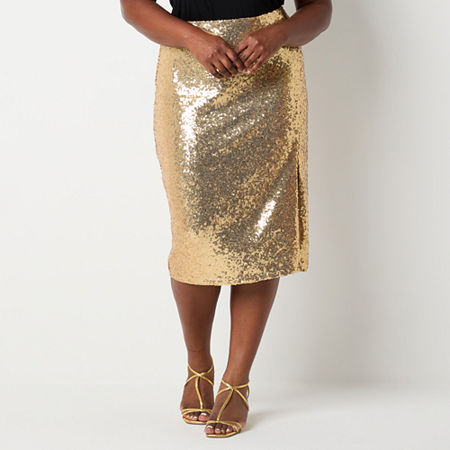 Click here for Premier Amour Sequin Womens Midi Pencil Skirt Plus... prices