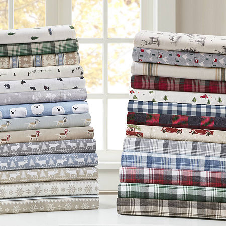 Woolrich Printed Flannel 3-Pc. Sheet Set  Twin - Gray Deer Toile