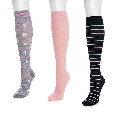 Click here for Muk Luks Womens 3 Pair Pack Compression Socks - Me... prices