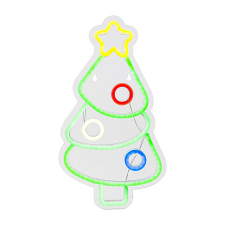 Northlight 15 Led Lighted Neon Style Christmas Tree Window Silhouette - Green