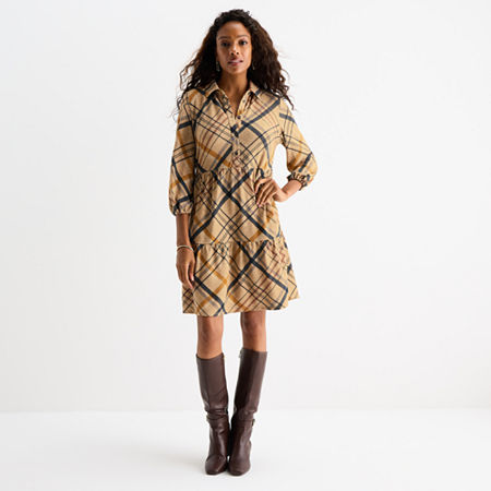 Click here for R & K Originals Womens 3/4 Sleeve Plaid Babydoll D... prices