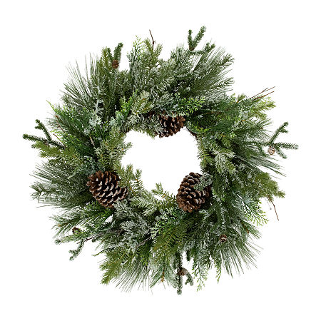 Click here for Northlight Frosted Mixed Pine And Cedar Wreath  On... prices