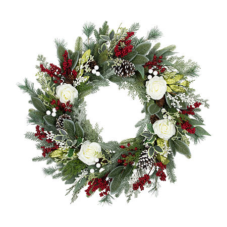 Click here for Northlight 30in Floral Unlit Wreath  One Size  Gre... prices