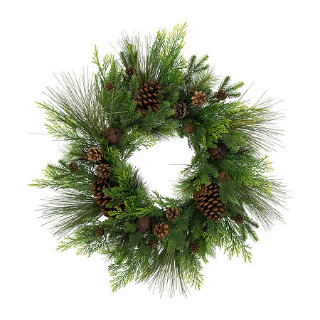 Click here for Northlight Pinecone And Jingle Bells Wreath  One S... prices