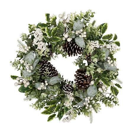 Click here for Northlight Frosted Pinecones And Berries Wreath  O... prices