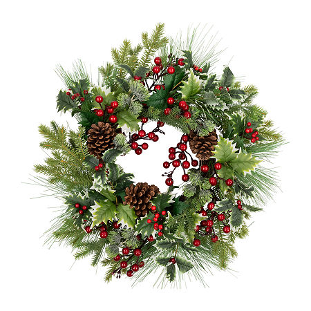Click here for Northlight Frosted Thistle And Pine Wreath  One Si... prices