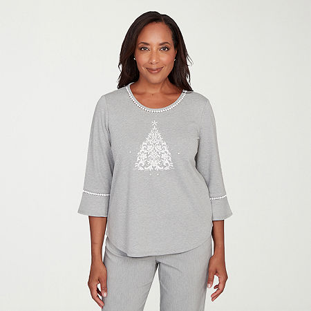 Click here for Alfred Dunner Stockbridge Womens Crew Neck 3/4 Sle... prices