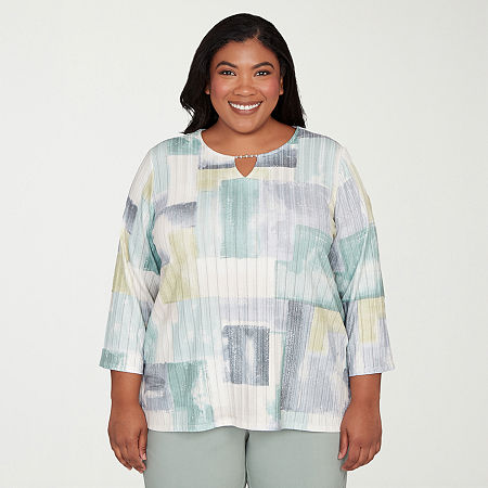 Click here for Alfred Dunner Stockbridge Womens Plus Split Crew N... prices