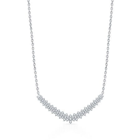 Click here for Womens White Diamond 10K White Gold 16 Inch Chevro... prices