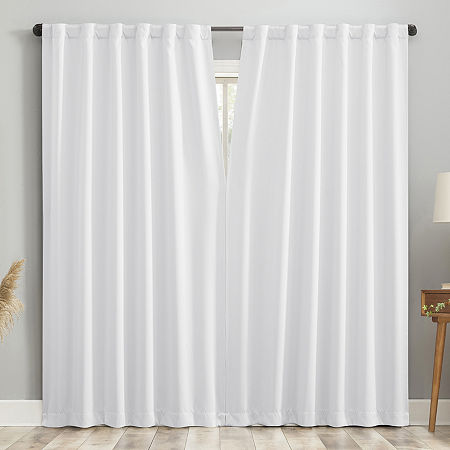 Aria Magnetic Closure Theater Grade 100 Blackout Back Tab Curtain Panel Pair - White
