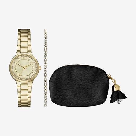 Click here for Womens Crystal Accent Gold Tone 3-pc. Watch Boxed... prices